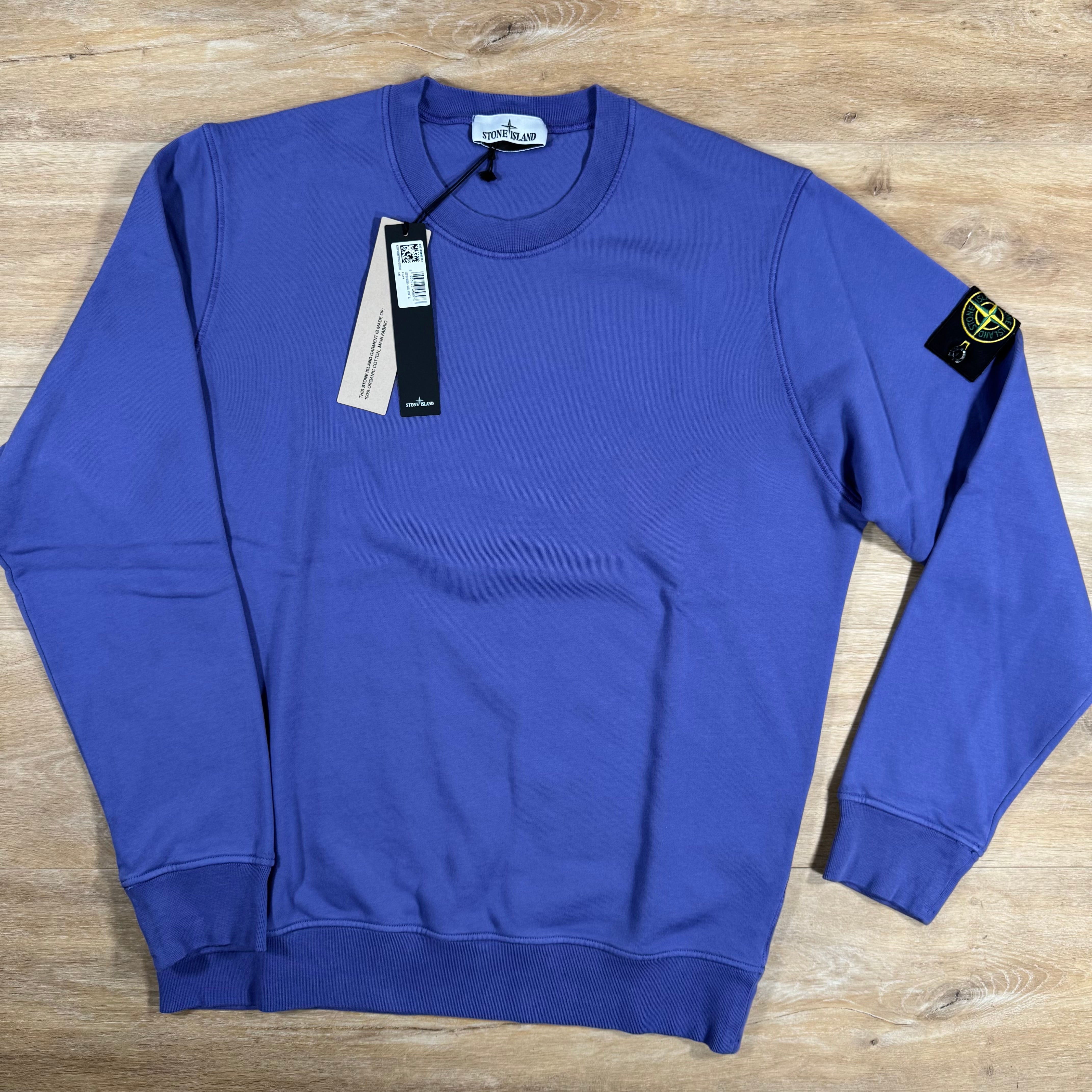 Stone Island Organic Cotton Fleece Crewneck Sweatshirt in Lavender ...