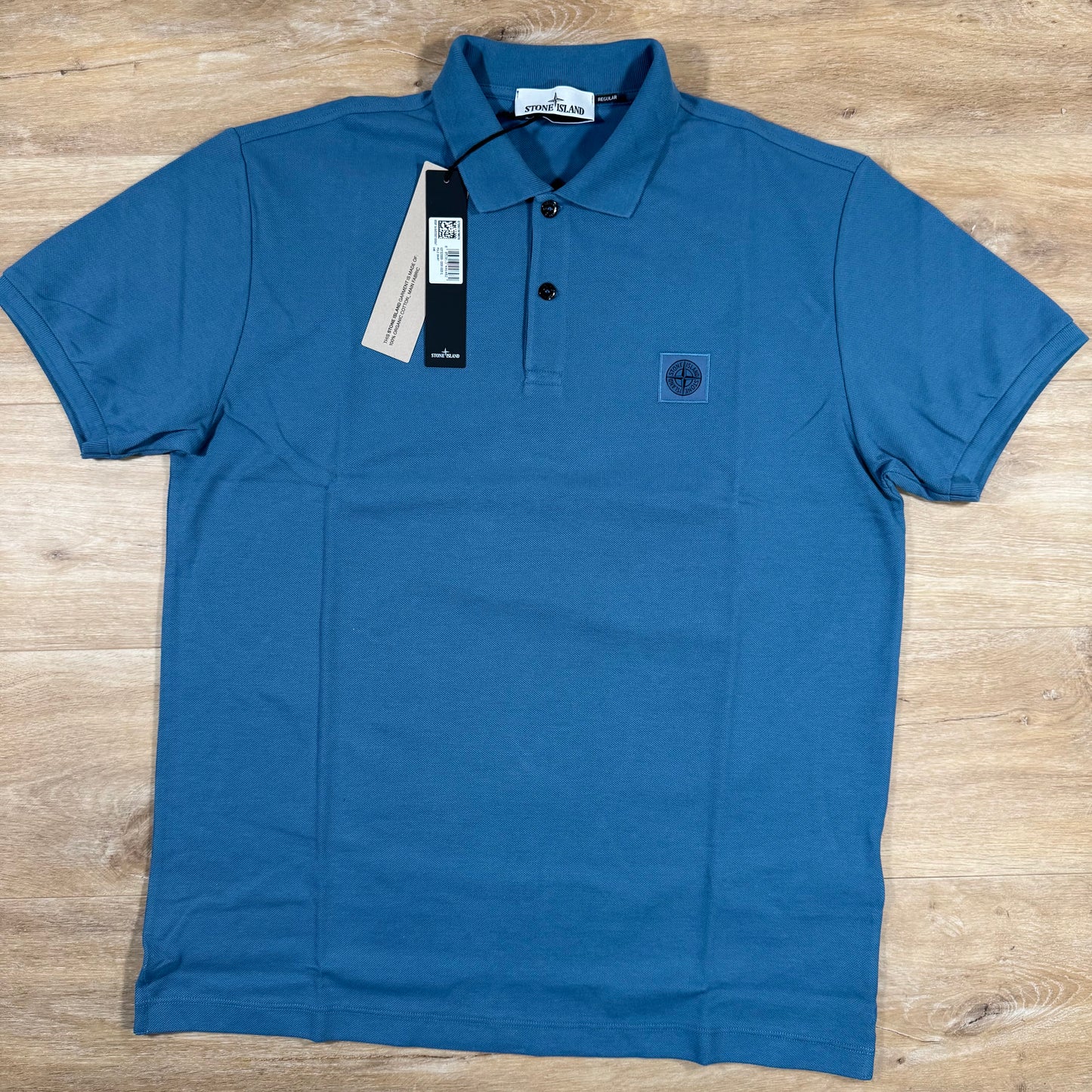 Stone Island Regular Fit Polo Shirt in Steel Blue – Label Menswear