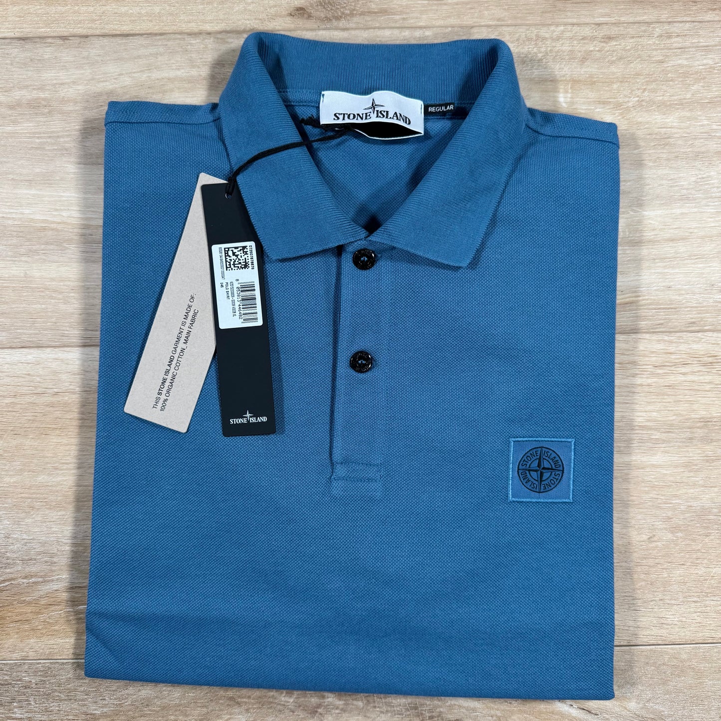 Stone Island Regular Fit Polo Shirt in Steel Blue – Label Menswear
