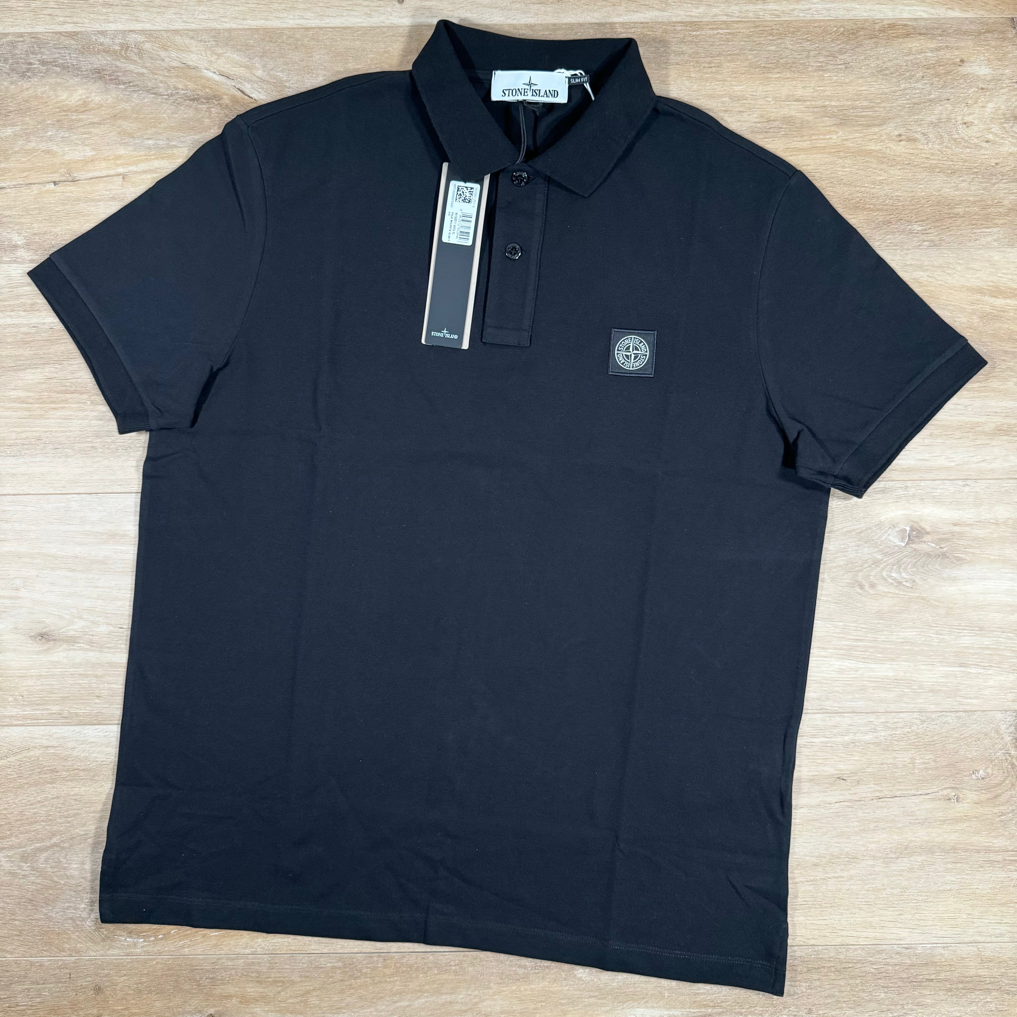Stone Island Patch Logo Polo Shirt in Black – Label Menswear