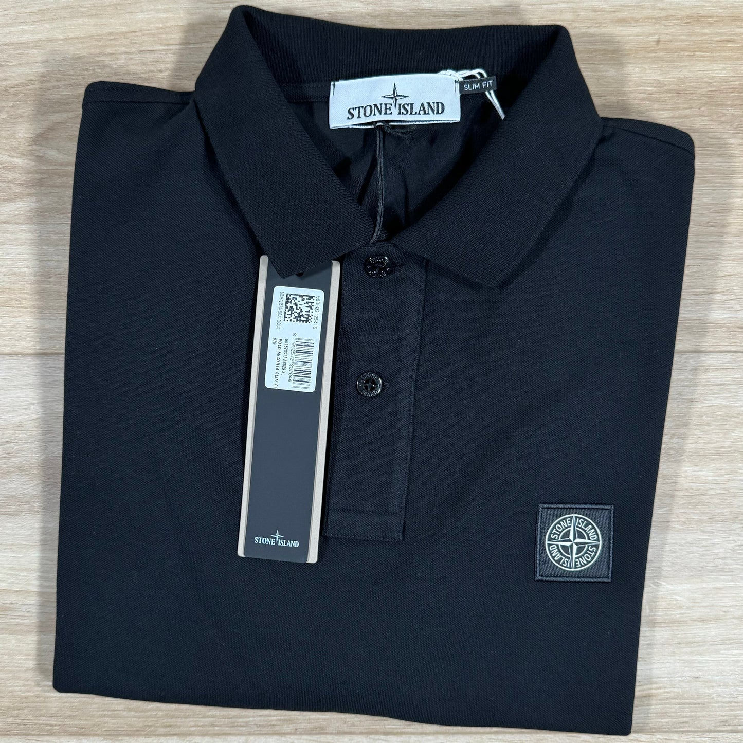 Stone Island Patch Logo Polo Shirt in Black – Label Menswear